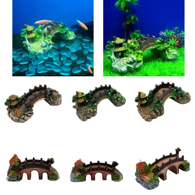 AQUARIUM STATUE PAVILIONS Bridge Decorations FishTank Landscape ...