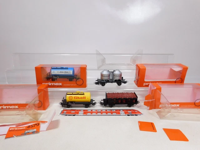 EA229-1# MÄRKLIN PRIMEX H0 AC 4x Freight Car 4551+4579+4587+4591 VG ...