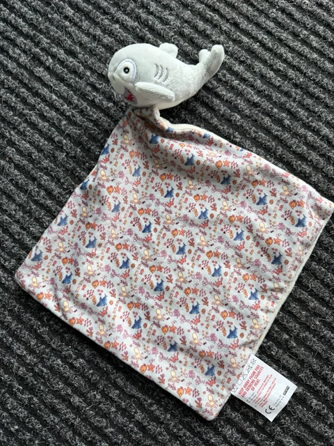 BABY GET COMFY Grey Cream Shark Comforter Soother Blanket Fish Sealife ...