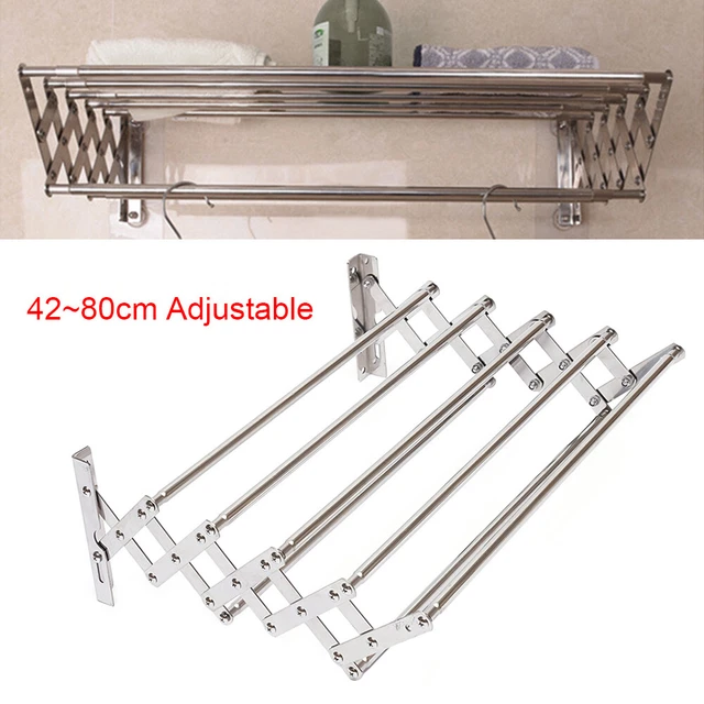 WALL-MOUNTED CLOTHES DRYING Rack Stainless Steel Retractable Laundry ...