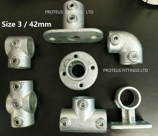 PIPE CLAMP FITTINGS 42mm Galvanised Tube Clamp Connectors Key Q Clamps ...
