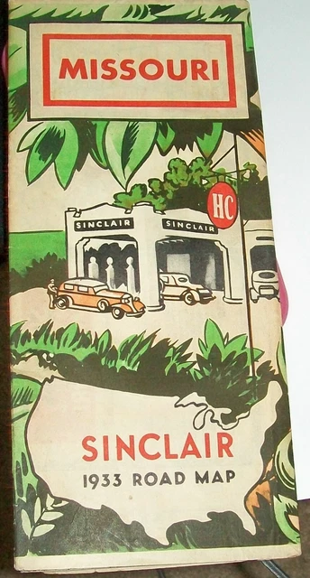 VINTAGE ANTIQUE 1933 SINCLAIR Official Road Map for MISSOURI $23.50 ...