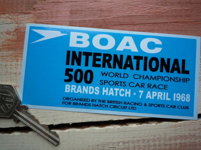 BRANDS HATCH BOAC International 500 1968 Classic Car Sticker 5" Racing ...