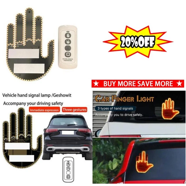 LUSTIGES AUTO-FINGER-LICHT MIT Remote Road Rage Sign Mittelfinger ...