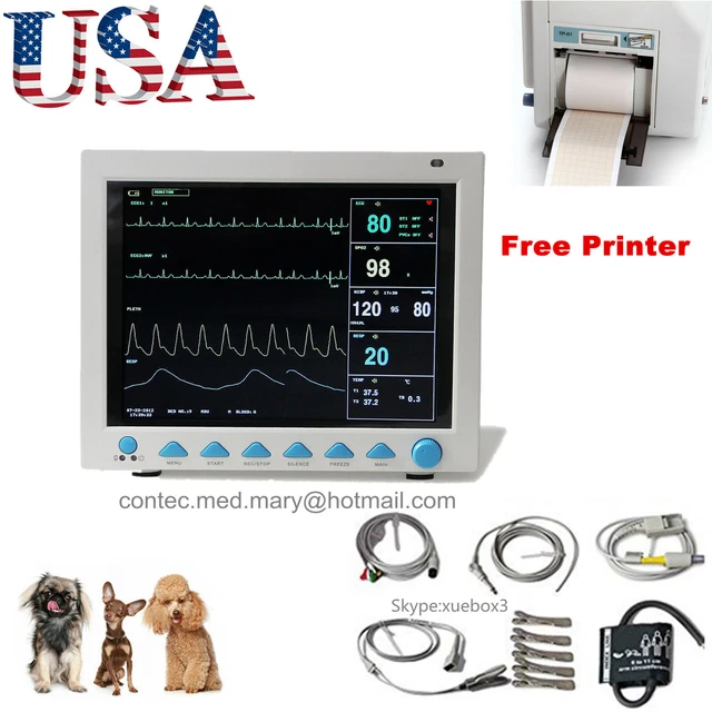 CONTEC CMS8000 VETERINARY Patient Monitor,ECG/NIBP/SPO2/PR/RESP/TEMP ...