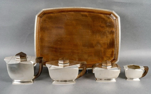 SERVICE THÉ CAFÉ Art Déco Argent Tetard Frères Bizouard Silver Tea ...