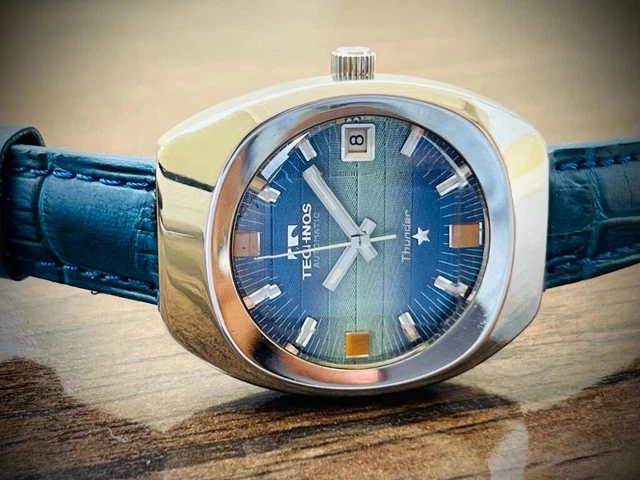 VINTAGE TECHNOS THUNDER 35mm Automatic Gents Watch Swiss, Stunning £249.99 - PicClick UK