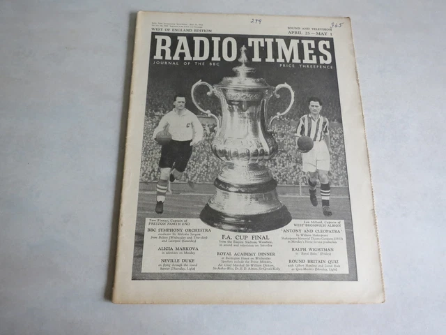 1954 RADIO TIMES - Fa Cup Final Preston North End V West Brom/The ...