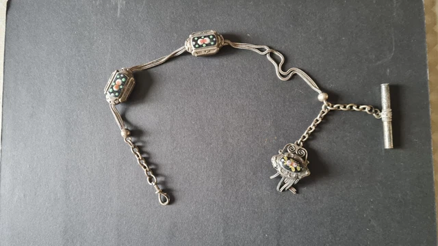 ANCIENNE CHAINE MONTRE a gousset en argent massif silver poinçonnée ...