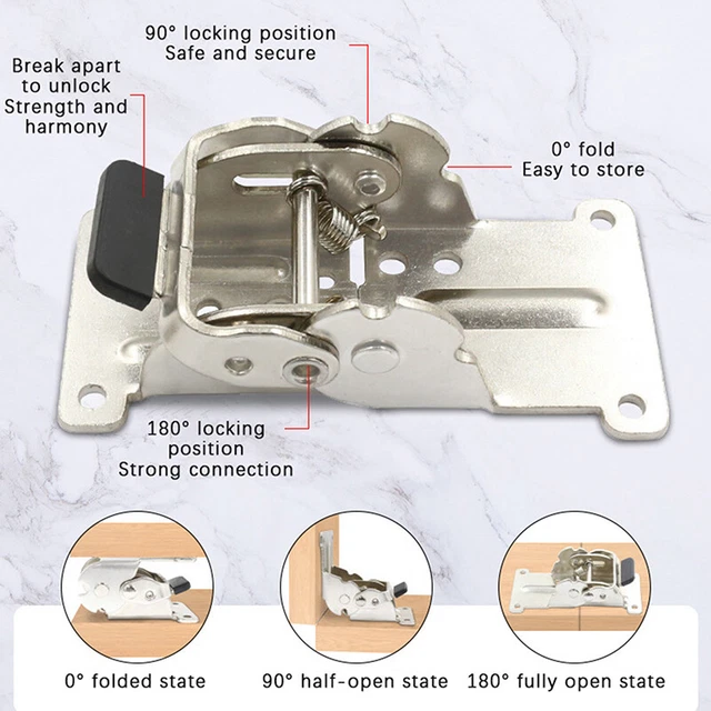 90/180 DEGREE SELF-LOCKING Folding Hinge Table Legs Chair Extension ...