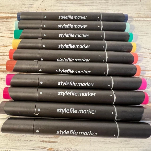 SET OF 10 StyleFile Twin Tip Art Graphic Design Marker Pens £10.00 ...