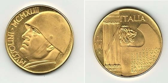 MUSSOLINI FASCISMO MONETA medaglia simulacro oro EUR 2.600,00 - PicClick IT