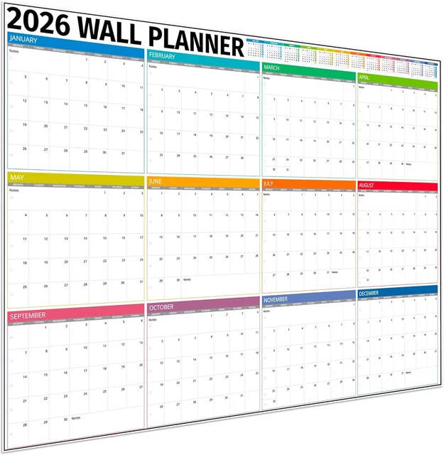 WALL PLANNER 2026 UK - A1 Extra Large 84 X 60Cm Colour Full Year Family ...