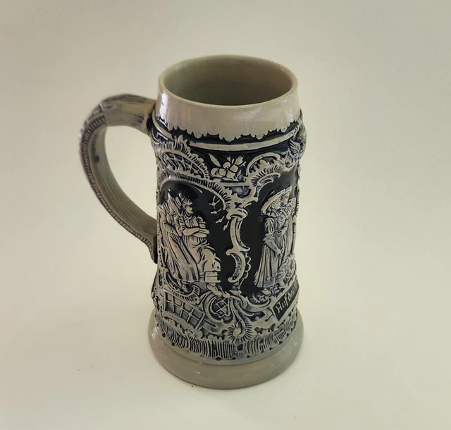VINTAGE COBALT BLUE Salt Glazed Stoneware 1/2 - 0.5 Liter German Beer ...