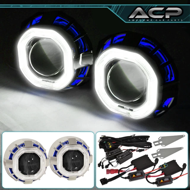 2.5& BI XENON Retrofit Projector Headlight CCFL LED Halo Angel Eyes ...