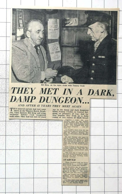 1960 BILL KING And Tommy Cook Former Pows Namur Meet In Theatre Royal ...