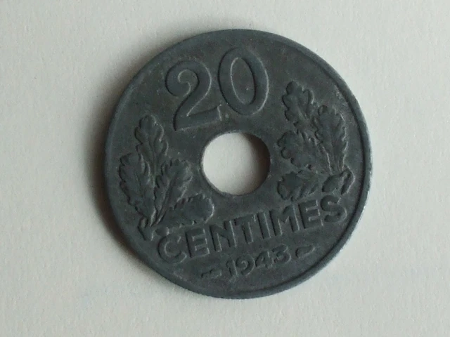 PIECE DE MONNAIE 20 centimes 1943 etat francais EUR 1,00 - PicClick FR
