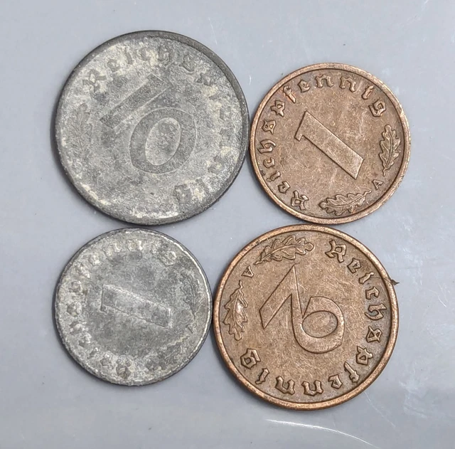 WW2 NAZI GERMANY German Coin collection lot of 4 coins (#C3094) $34.95 ...