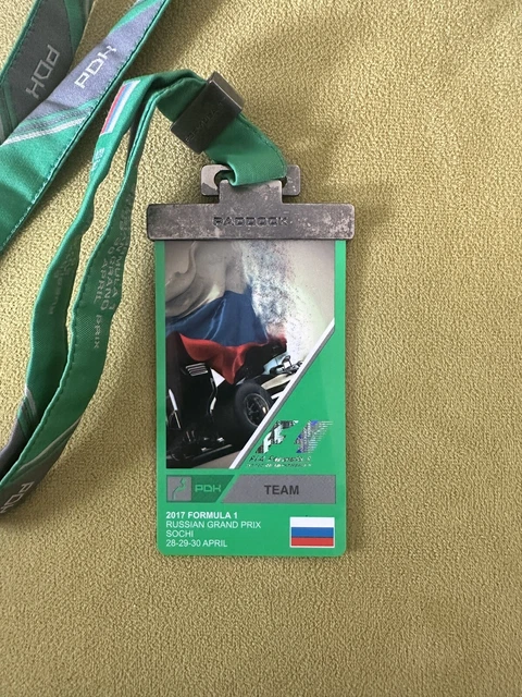 F1 MERCEDES TEAM Paddock Pass Russian GP 2017 Lewis Hamilton Team Pass ...
