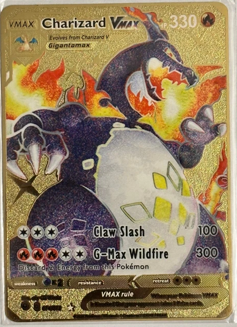 CHARIZARD VMAX GIGANTAMAX #43 Custom Gold Metal Collectible Pokemon ...