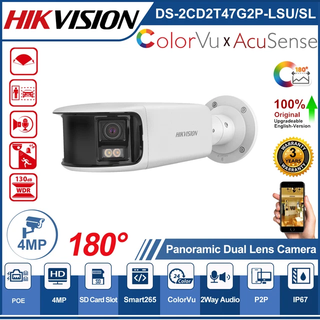 HIKVISION 4MP COLORVU 180° Panoramic Camera DS-2CD2T47G2P-LSU/SL 2-way ...