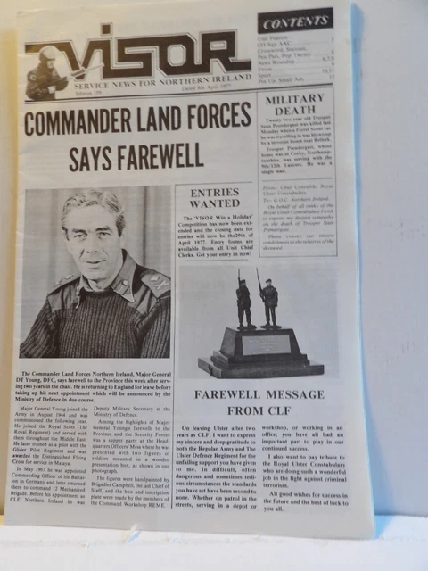 VISOR MAGAZINE BRITISH Army Northern Ireland Ulster Op Banner No 159 ...