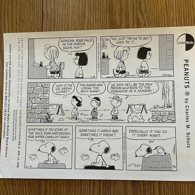 PEANUTS COMIC STRIPS Charles Schulz Original Editors Template Print 4/8 ...