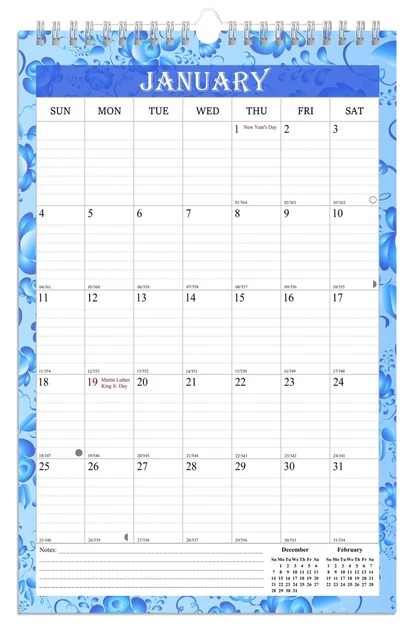 2025-2026 WALL CALENDAR Spiral-bound Twin-Wire Binding - 18 Months 11 ...