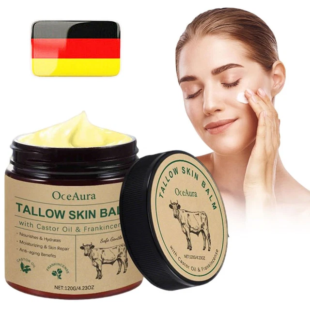 BEEF TALLOW CREME mit Rizinusöl und Weihrauch, Beef Tallow Skincare ...