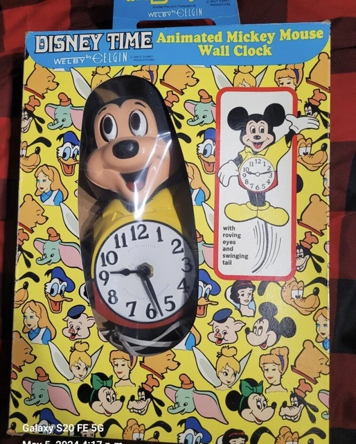 DISNEY TIME ANIMATED MICKEY MOUSE WALL CLOCK with ROVING EYES and ...