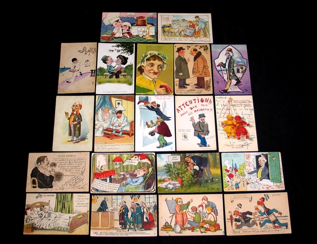 ILLUSTRATION FANTAISIE ILLUSTRATEUR Humour Moquerie Lot 20 Cpa Dessin ...
