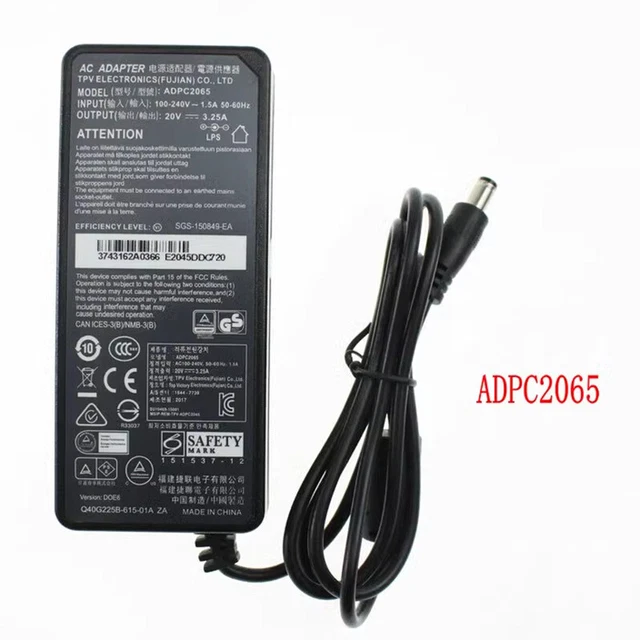 NEW ORIGINAL 20V 3.25A AC Adapter&Cord For AOC C27G2U ADPC2065 LCD ...