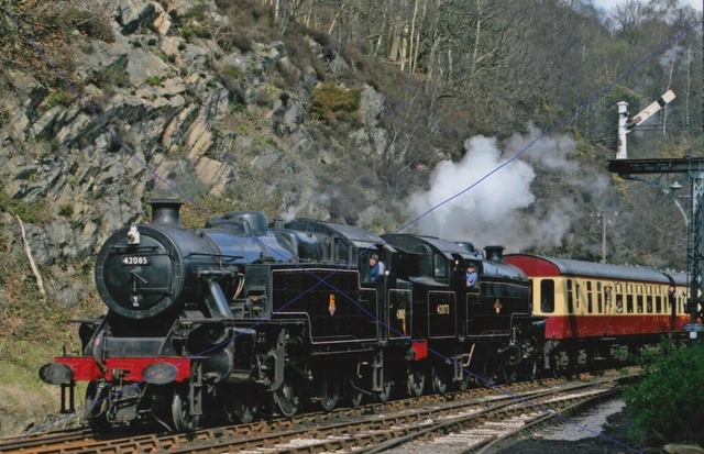 LMS STEAM TRAIN Photo Pair Of 2-6-4 Tanks Photograph 42085 & 42073 ...