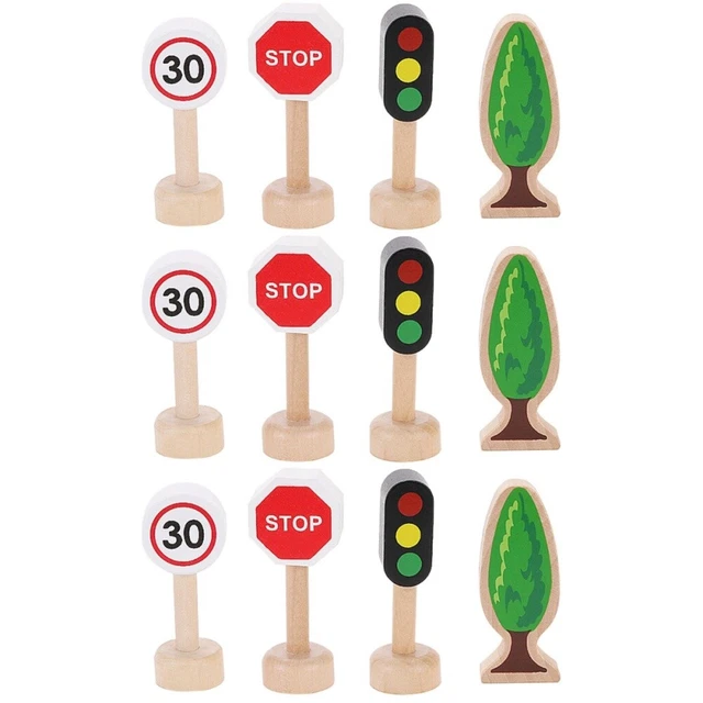 WOOD TRAFFIC MODEL Sign Traffic Signs Decorations Build Bricks Toys £21 ...