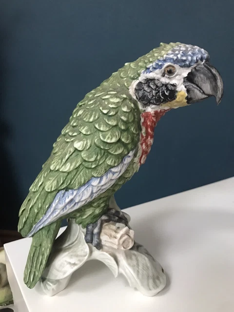 VINTAGE GOEBEL GERMANY 1967 Bisque Porcelain Green Parrot 8.5" High £75 ...