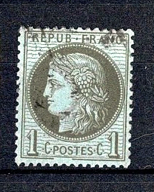 FRANCE TIMBRE N° 50 b " CERES 1c VERT-OLIVE TRAIT CADRE BRISE" OBLITERE ...