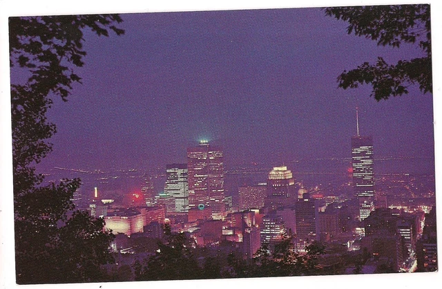 NIGHT VIEW OF Montreal Quebec City Aerial Lighted Buildings Canada ...