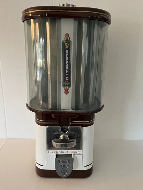 VINTAGE HERSHEYS CHOCOLATE 5 Cent Coin-op Vending Candy Machine 9 Slots ...