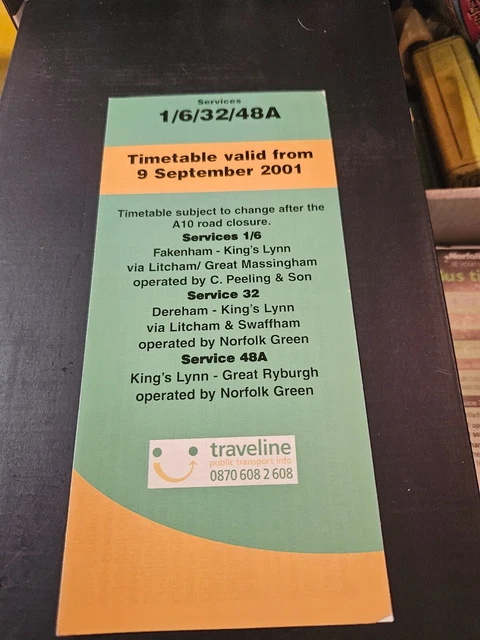 NORFOLK GREEN BUS Transport Timetable Leaflet Traveline HO3.61 £3.00 ...