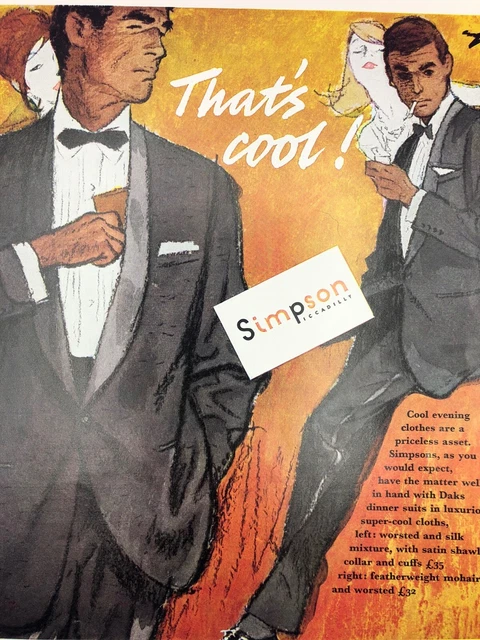 SIMPSONS TAILORS PICCADILLY Daks Dinner Suits 1962 Advert Max Hoff ...