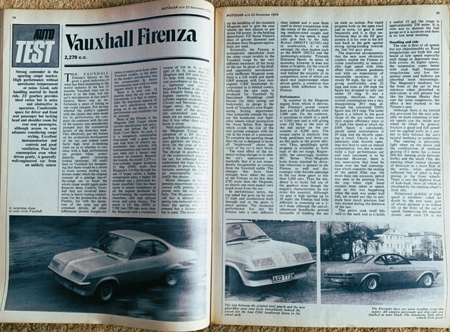 AUTOCAR MAGAZINE 23-NOV-74 - Vauxhall Firenza, BMW 1600 / 2002 ...