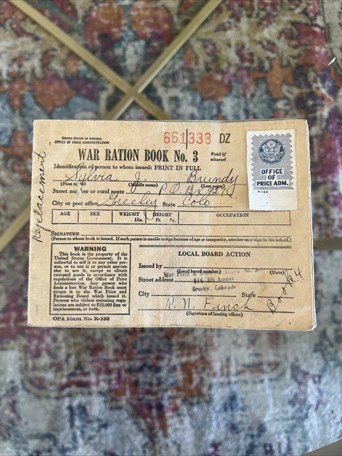 WORLD WAR II (WW2) War Ration Book No. 3 With Stamps $5.00 - PicClick