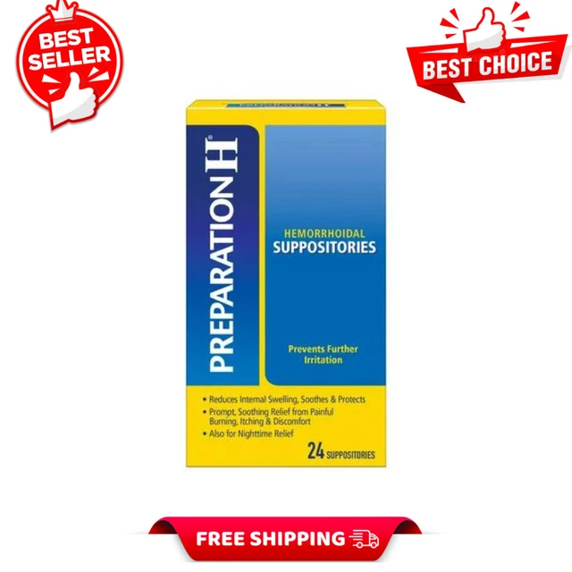 PREPARATION H HEMORRHOID Symptom Treatment Suppositories, Cocoa Butter ...