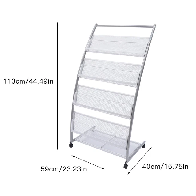 4-TIER MAGAZINE DISPLAY Holder Floor-Standing Newspaper Brochure Stand ...