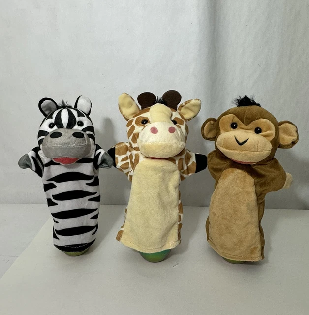 SAFARI HAND PUPPETS Melissa & Doug Plush Set of 3 Zoo Animals $12.00 ...
