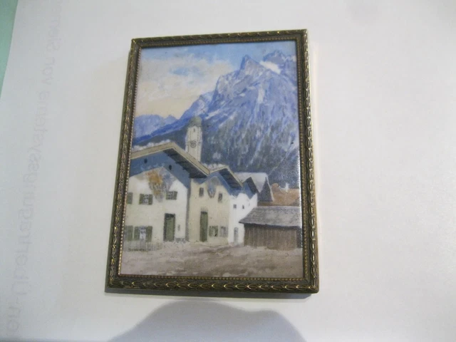 KLEINES PORZELLANBILD VON Hans Frey München Gemälde Porzellan ca. 7 x 9 ...