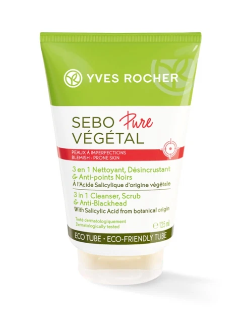 YVES ROCHER SEBO PURE VEGETAL 3in1 Reiniger Peeling Anti-Mitesser ...