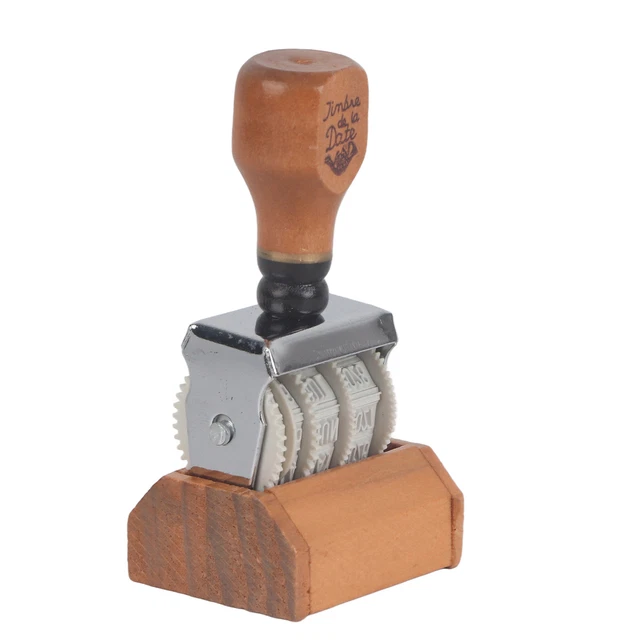 WOODEN DATE SEAL Rolling Wheel Stamp Vintage Font For Scrapbooking ...