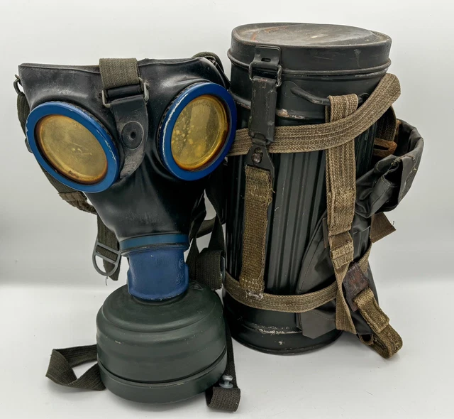 WW2 BLUE GM38 German Gas Mask & Canister & Cape Bag 1943 - Military ...