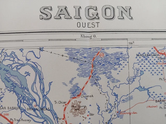 VERY RARE WW2 "RESTRICTED" map of "FRENCH INDOCHINA" entitled "SAIGON ...